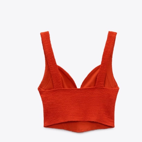 Zara | Tops | Zara Red Tweed Effect Bustier Corset Tank Top | Poshmark